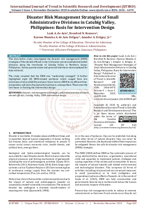(PDF) Disaster Risk Management Strategies of Small Administrative ...