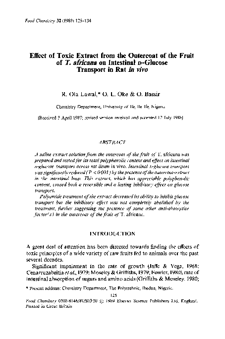 (PDF) Effect of toxic extract from the outercoat of the fruit of T ...