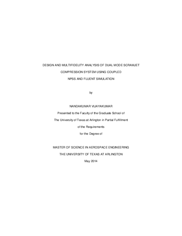 (PDF) Design and multifidelity analysis of dual mode scramjet compression system using coupled ...