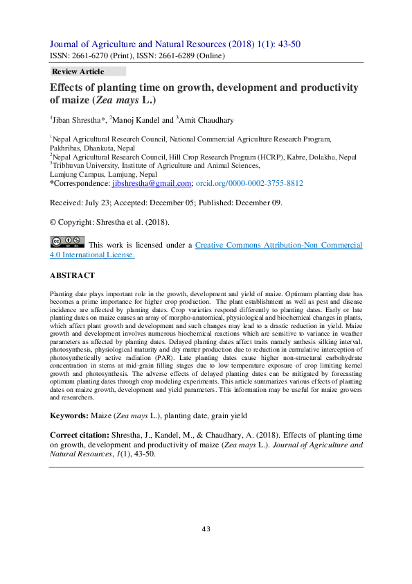 (PDF) Effects of planting time on growth, development and productivity ...