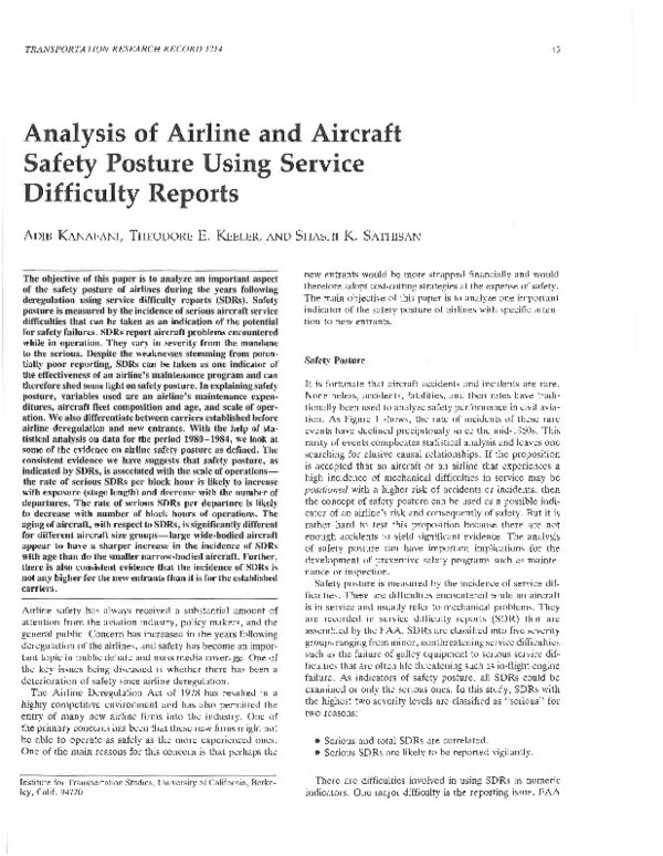 (PDF) Analysis of airline and aircraft safety posture using service ...