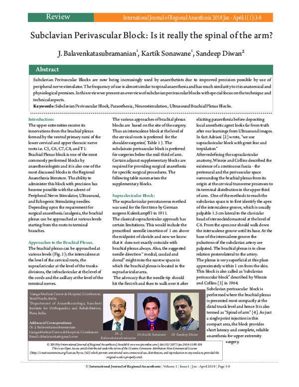 (PDF) Subclavian Perivascular Block : Is it really the spinal of the ...