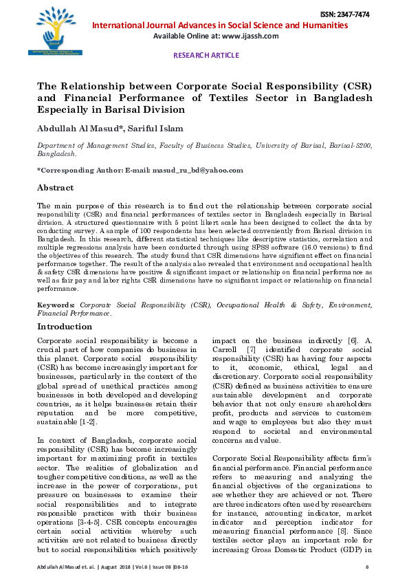 (PDF) The Relationship between Corporate Social Responsibility Disclosure and Financial ...