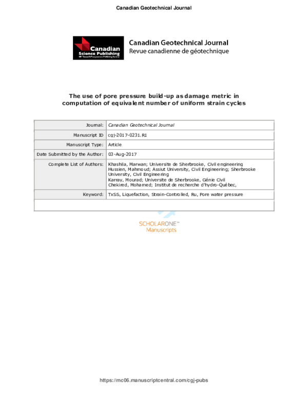 (PDF) The use of pore pressure build-up as damage metric in computation ...