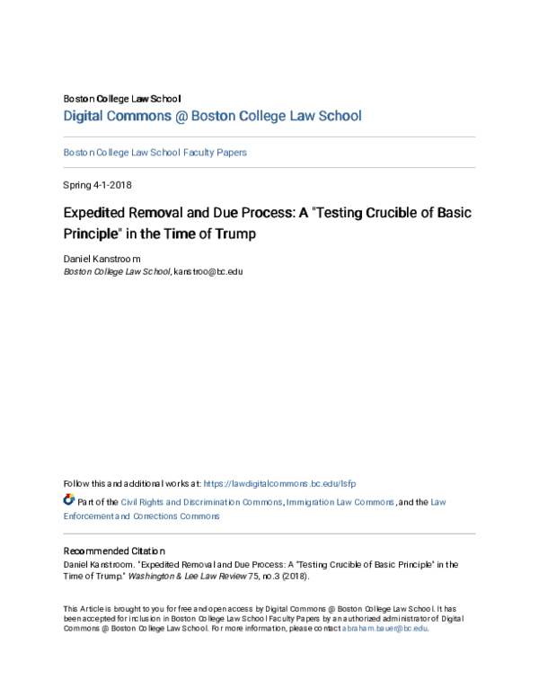 (PDF) Expedited Removal and Due Process: “A Testing Crucible of Basic ...