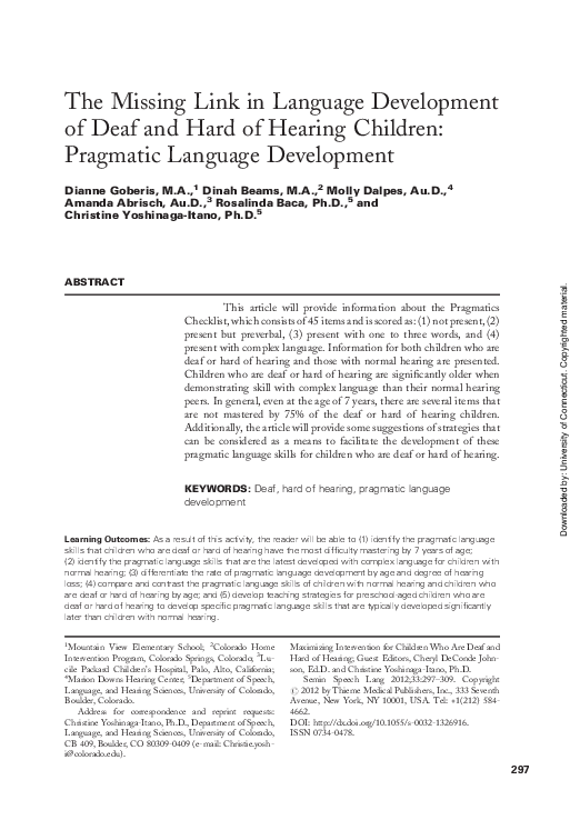 (PDF) The Missing Link in Language Development of Deaf and Hard of ...