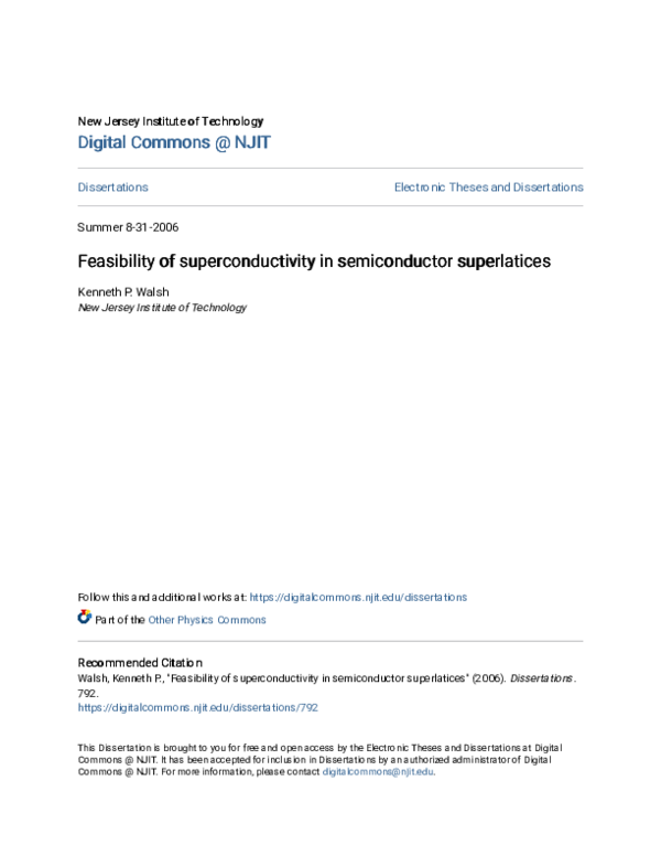 (PDF) Feasibility of Superconductivity in Semiconductor Superlattices ...