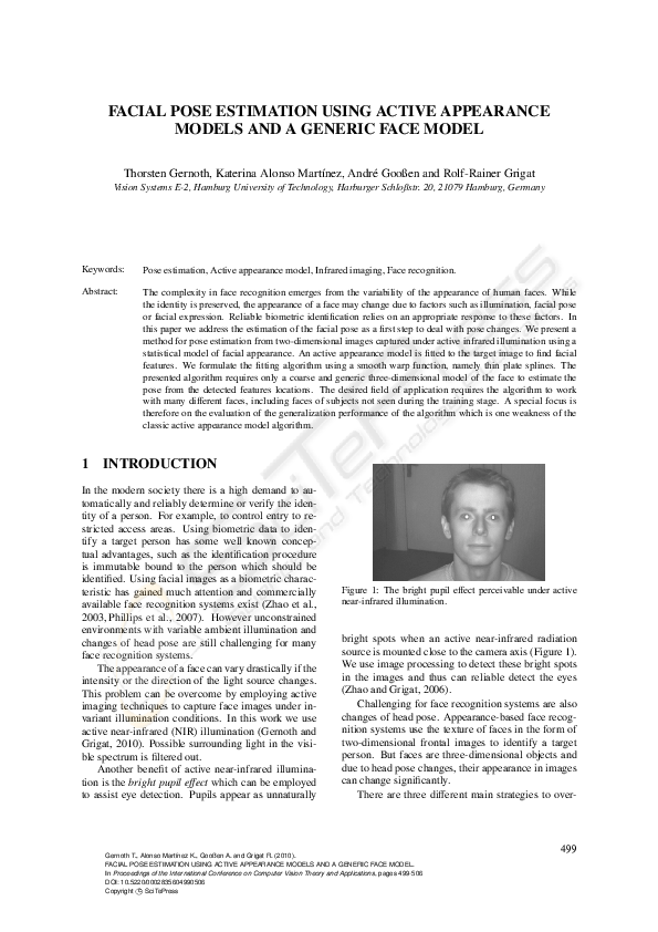 Pdf Facial Pose Estimation Using Active Appearance Models And A Generic Face Model