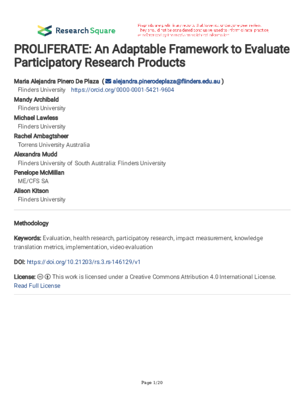 (PDF) PROLIFERATE: An adaptable framework to evaluate participatory ...