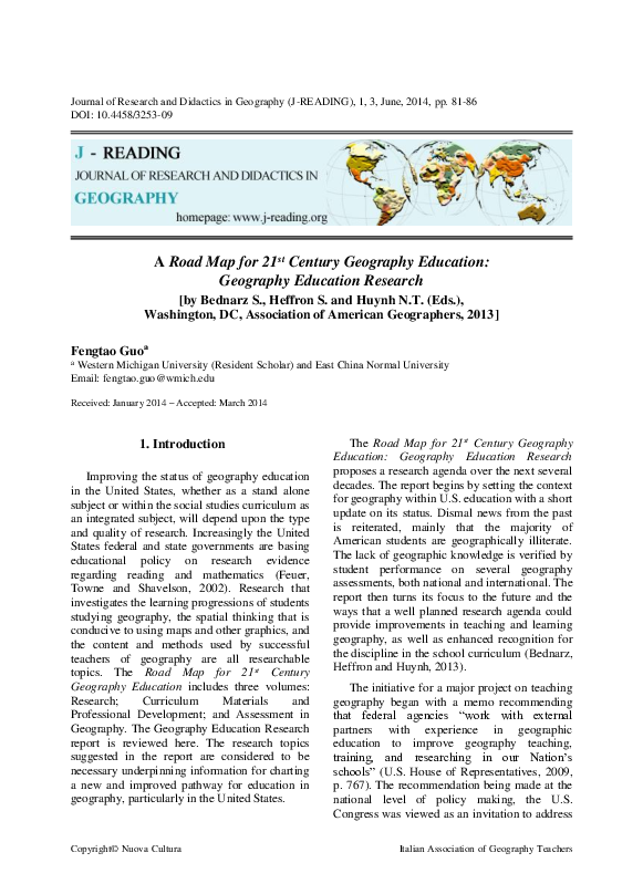 (PDF) A Road Map for 21 st Century Geography Education: Geography ...