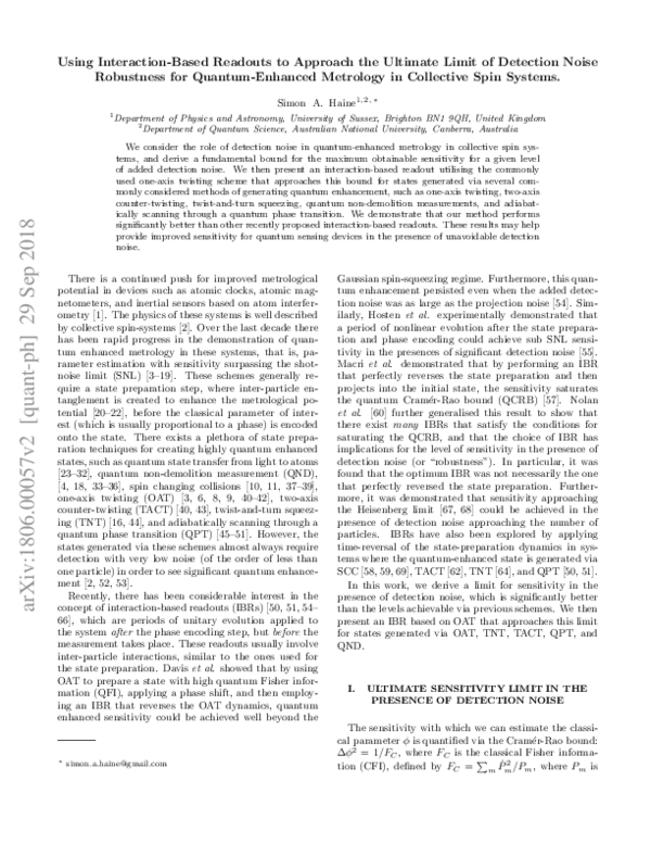 (PDF) Using interaction-based readouts to approach the ultimate limit ...