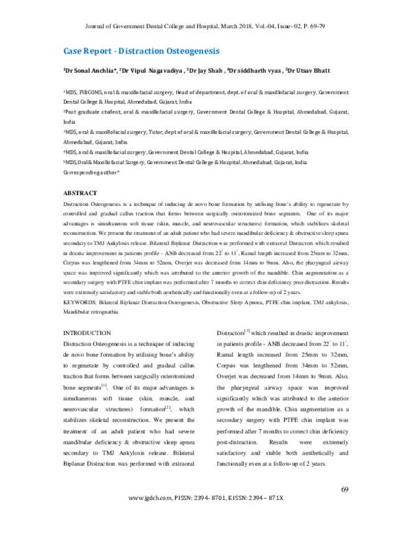 (PDF) Case Report-Distraction Osteogenesis