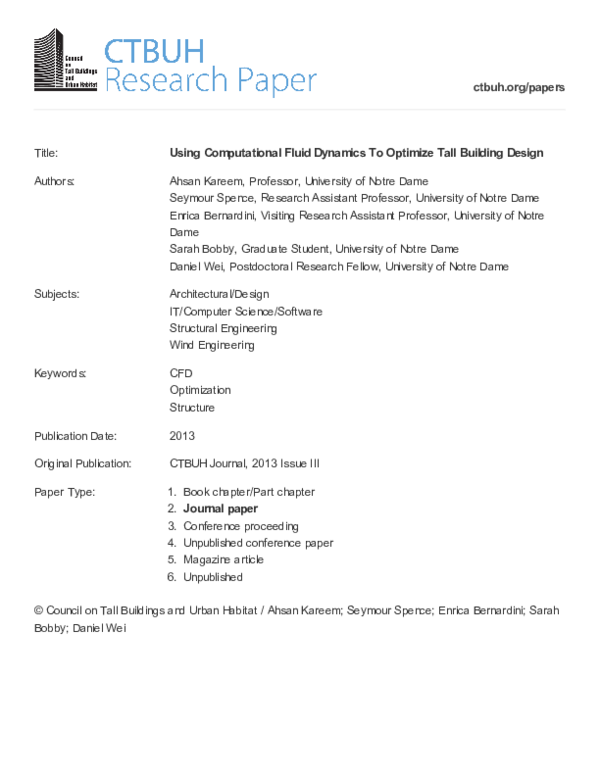Pdf Using Computational Fluid Dynamics To Optimize Tall Building Design