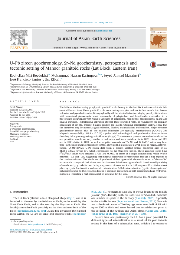 (PDF) U–Pb zircon geochronology, Sr–Nd geochemistry, petrogenesis and ...