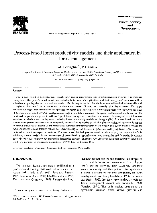 (PDF) Process-based forest productivity models and their application in ...