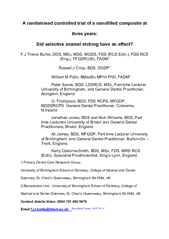(PDF) A randomised controlled trial of a nanofilled composite at three ...