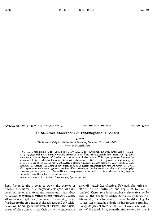 (PDF) Third-Order Aberrations of Inhomogeneous Lenses
