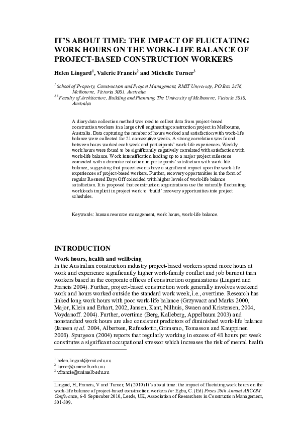 (PDF) It's about time: the impact of fluctuating work hours on the work ...
