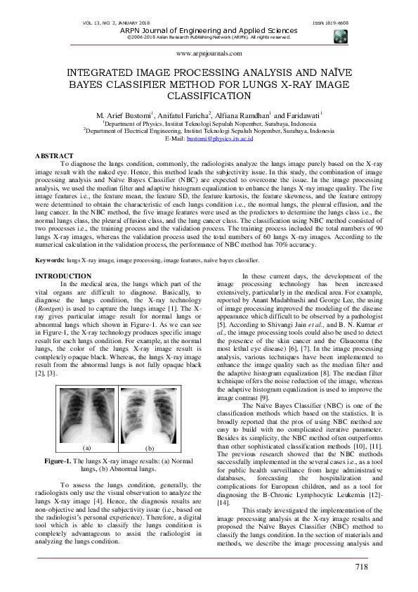 (PDF) Integrated Image Processing Analysis and Naïve Bayes Classifier Method for Lungs X-Ray ...