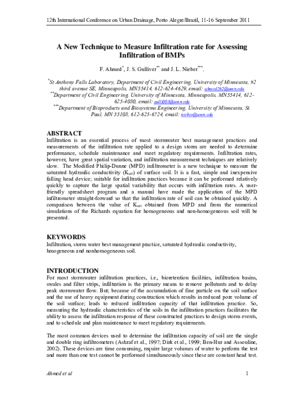 (PDF) A New Technique to Measure Infiltration rate for Assessing ...