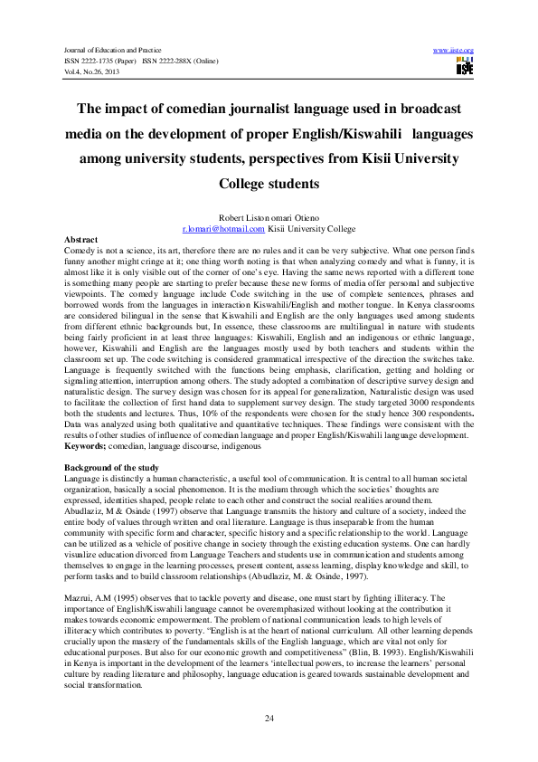 (PDF) The impact of comedian journalist language used in broadcast ...