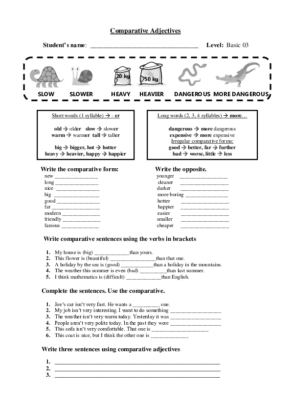 (PDF) Comparative Adjectives worksheet