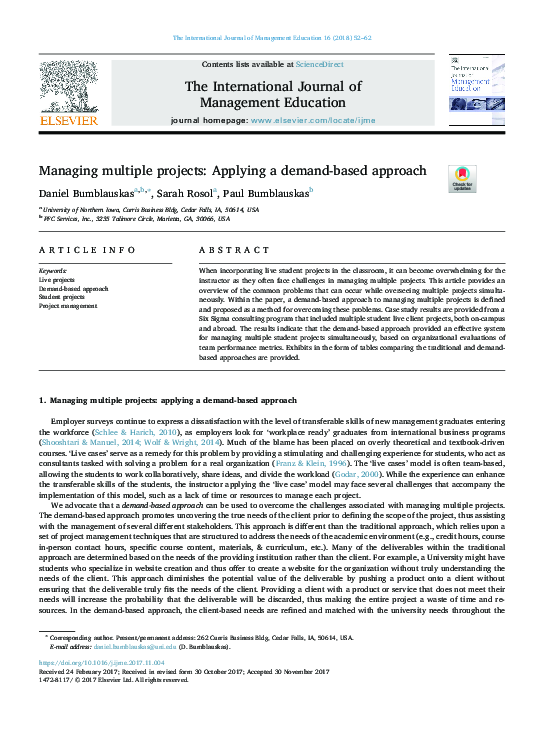 (PDF) Managing multiple projects: Applying a demand-based approach