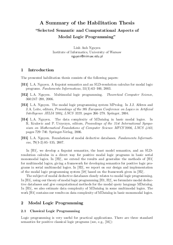 (PDF) A Summary of the Habilitation Thesis “ Selected Semantic and Computational Aspects of ...