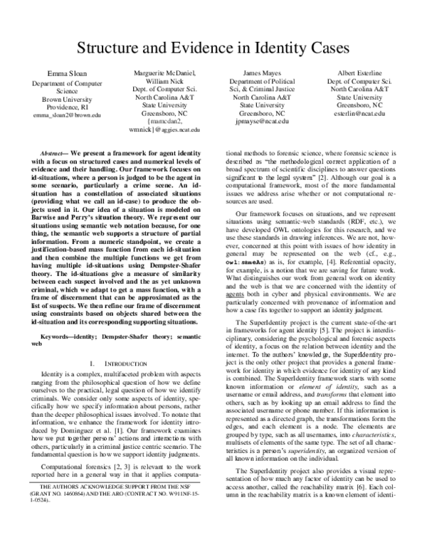 (PDF) Structure and evidence in identity cases