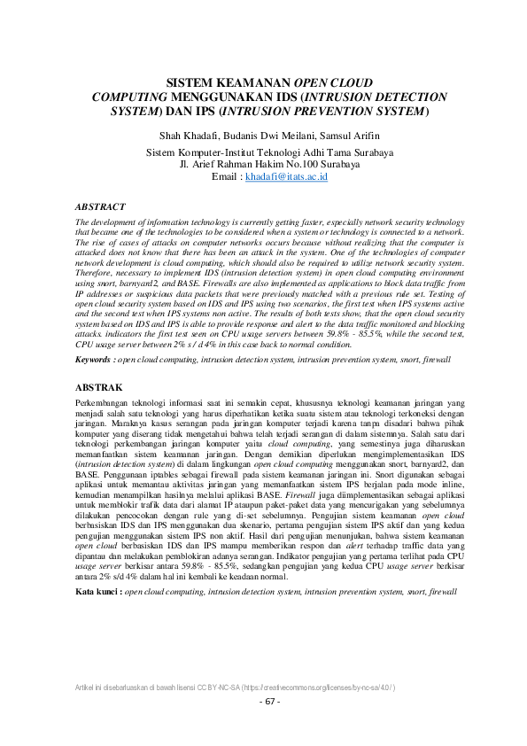 Pdf Sistem Keamanan Open Cloud Computing Menggunakan Menggunakan Ids