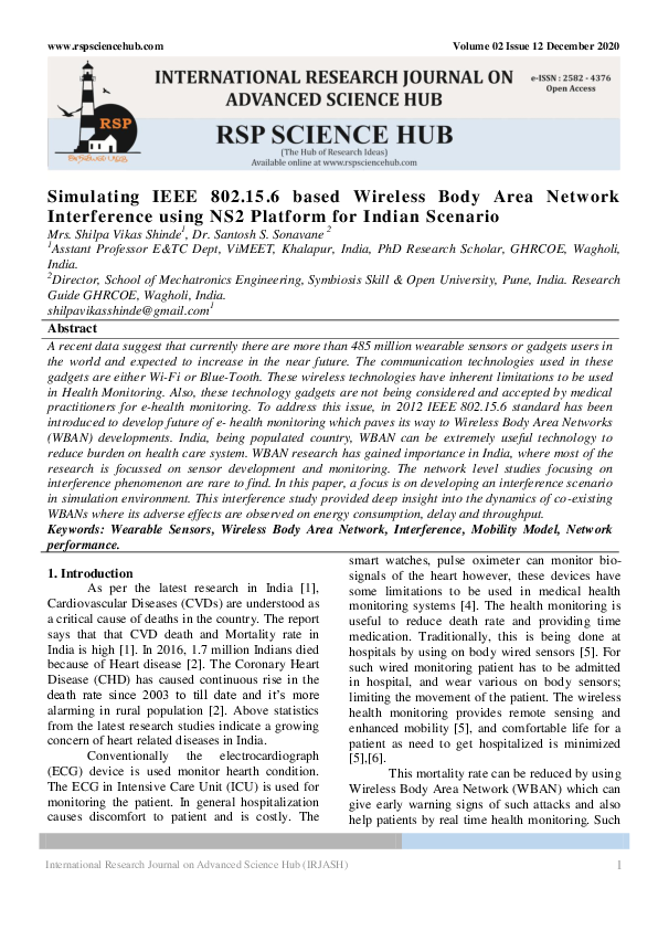 (PDF) Simulating IEEE 802.15.6 based Wireless Body Area Network Interference using NS2 Platform ...