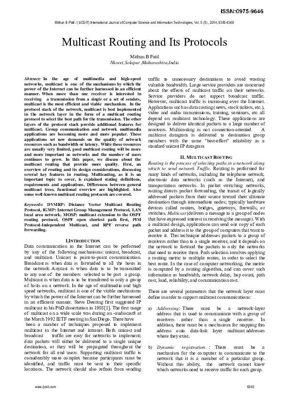 (PDF) Multicast Routing and Its Protocols
