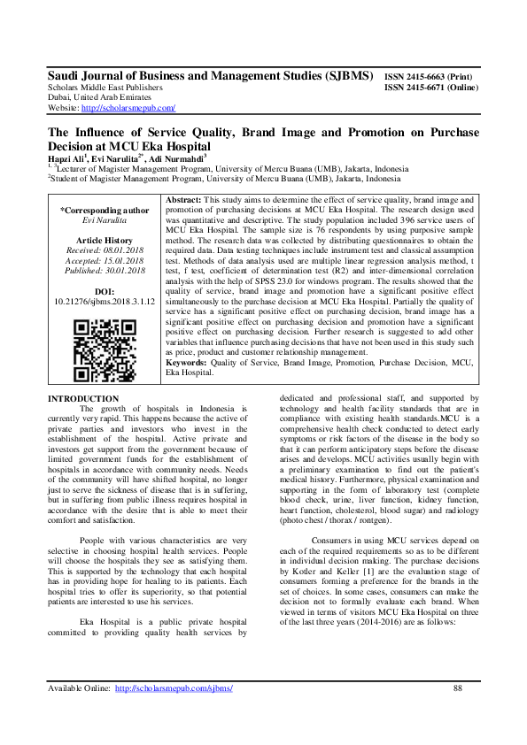 (PDF) The Influence of Product Quality and Promotion on Customer ...
