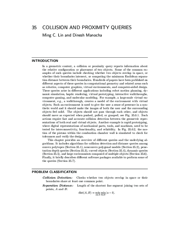 (PDF) Collision and proximity queries