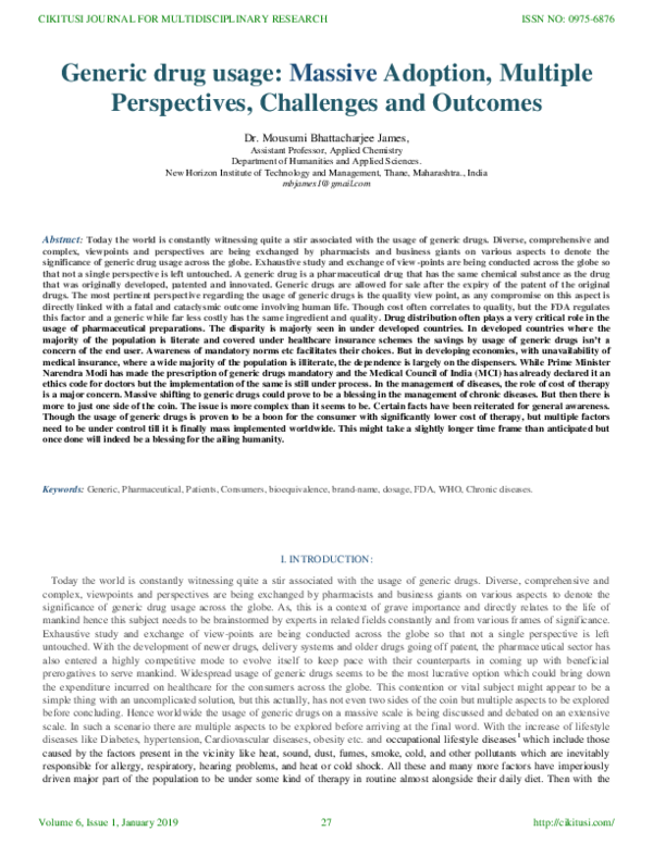 (PDF) Generic drug usage: Adoption, Multiple Massive Perspectives ...