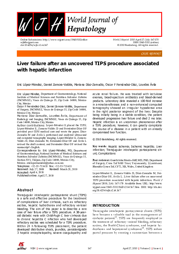 (PDF) Liver failure after an uncovered TIPS procedure associated with ...