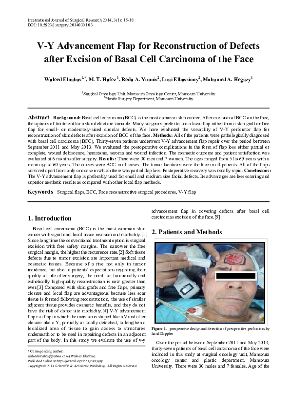 (PDF) V-Y Advancement Flap for Reconstruction of Defects after Excision ...