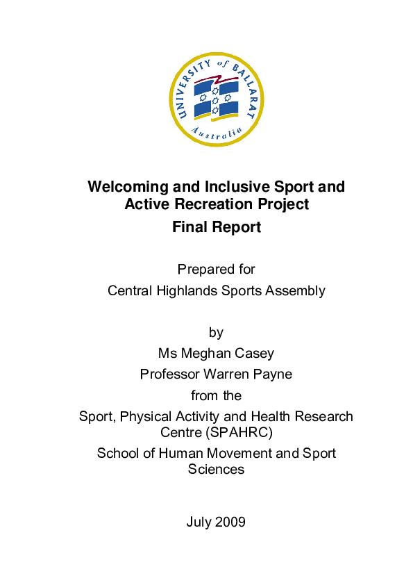 (PDF) Welcoming and Inclusive Sport and Active Recreation Project Final ...