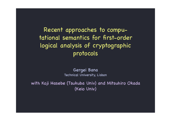 (PDF) Computational Semantics for First-Order Logical Analysis of Cryptographic Protocols