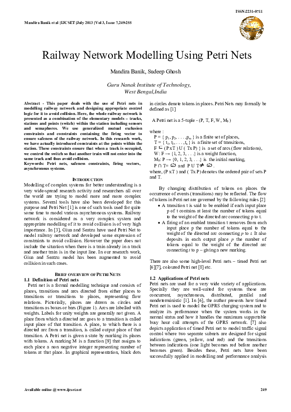 (PDF) Railway Network Modelling Using Petri Nets