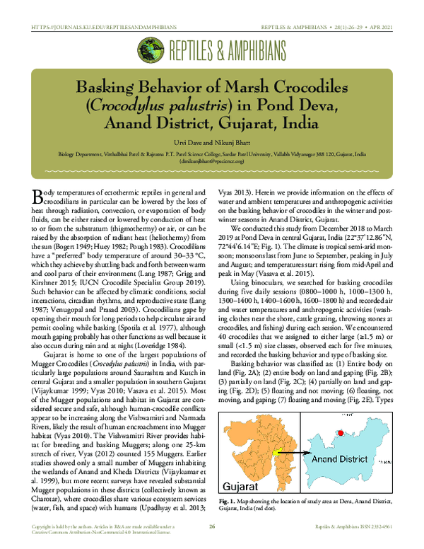 (PDF) Basking behavior of Marsh Crocodiles (Crocodylus palustris) in ...