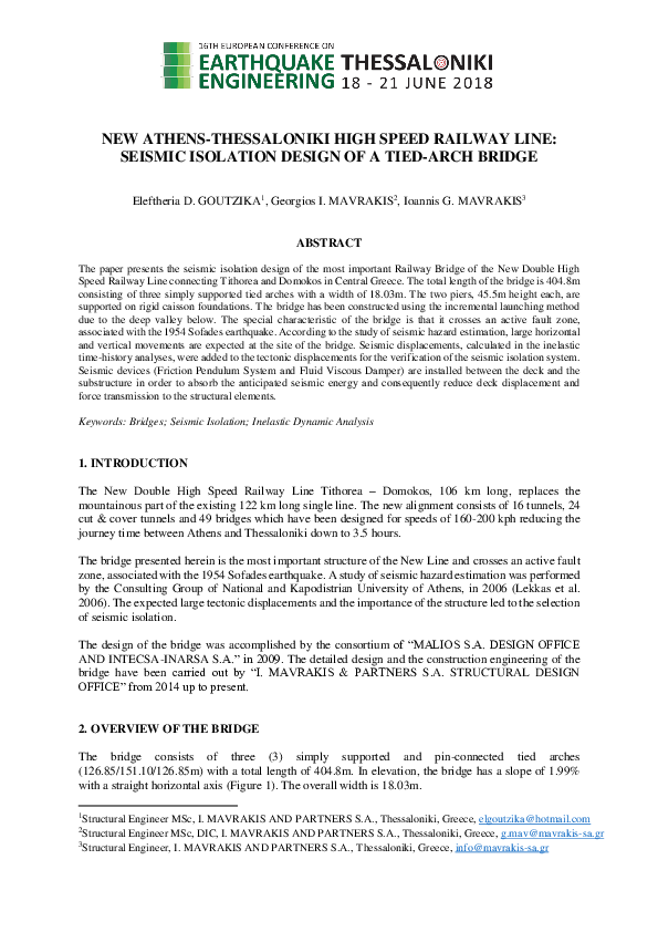 (PDF) New Athens-Thessaloniki High Speed Railway Line: Seismic ...