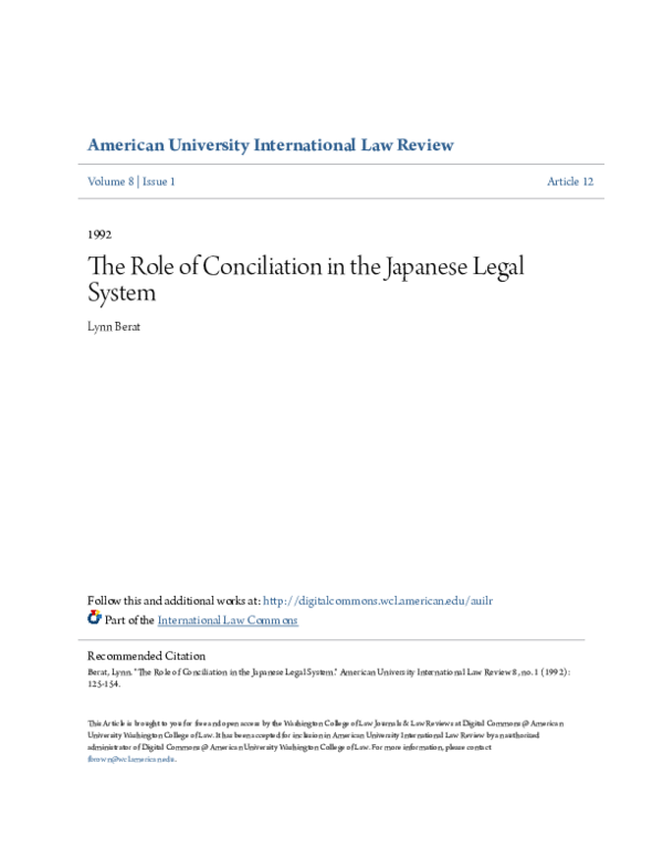 (PDF) The Role of Conciliation in the Japanese Legal System
