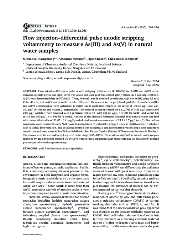 (PDF) Flow injection–differential pulse anodic stripping voltammetry to measure As(III) and As(V ...