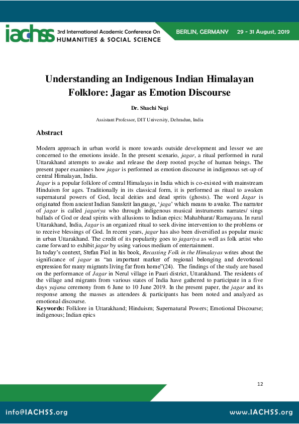 (PDF) Understanding an Indigenous Indian Himalayan Folklore: Jagar as ...