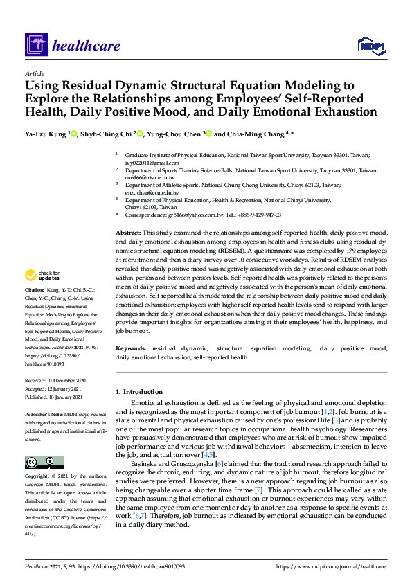 (PDF) Using Residual Dynamic Structural Equation Modeling to Explore ...