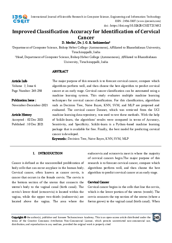 (PDF) Improved Classification Accuracy for Identification of Cervical ...
