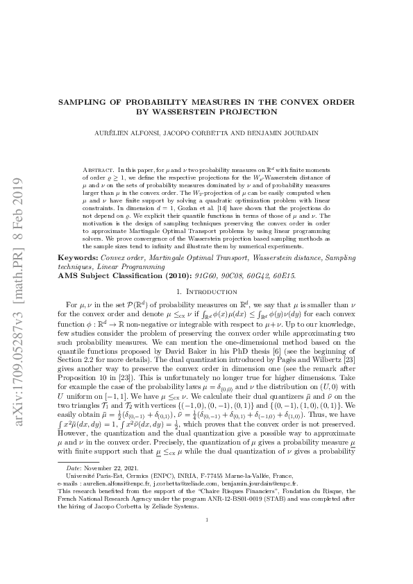 (PDF) Sampling of probability measures in the convex order by ...