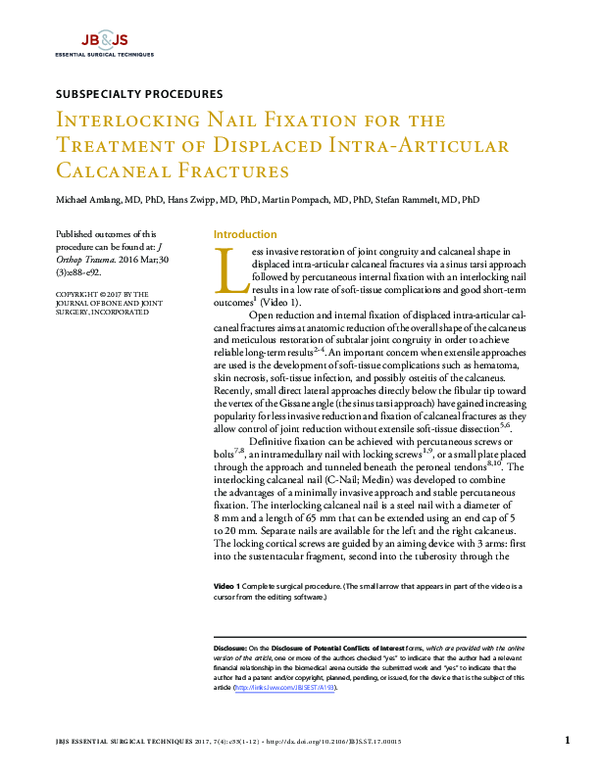 (PDF) Interlocking Nail Fixation for the Treatment of Displaced Intra ...