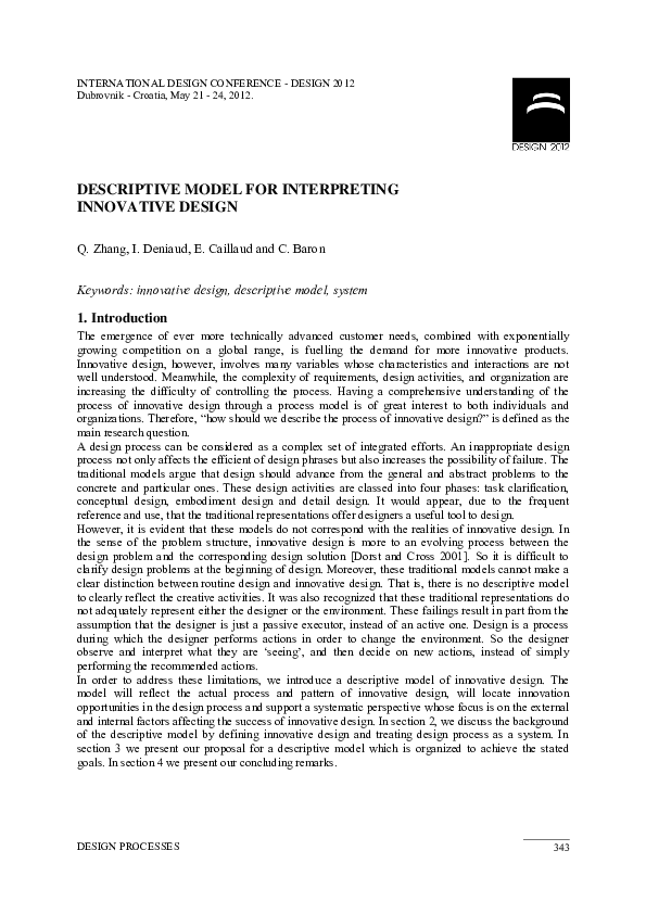 (PDF) Descriptive Model for Interpreting Innovative Design